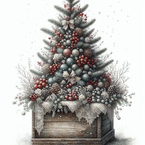 Rustic Christmas Tree Clipart - 15 High Quality Jpgs - Digital Download ...