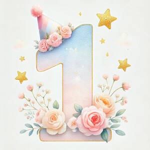 I Am One, Baby Birthday, First Birthday, 1st Birthday Clipart, Pastel ...