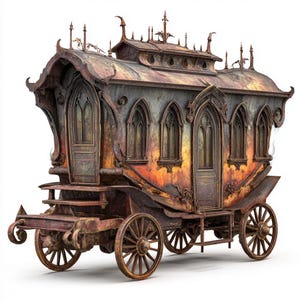 Haunted Wagon, Gothic Carriage, Creepy Circus, Spooky Wagon, Dark ...