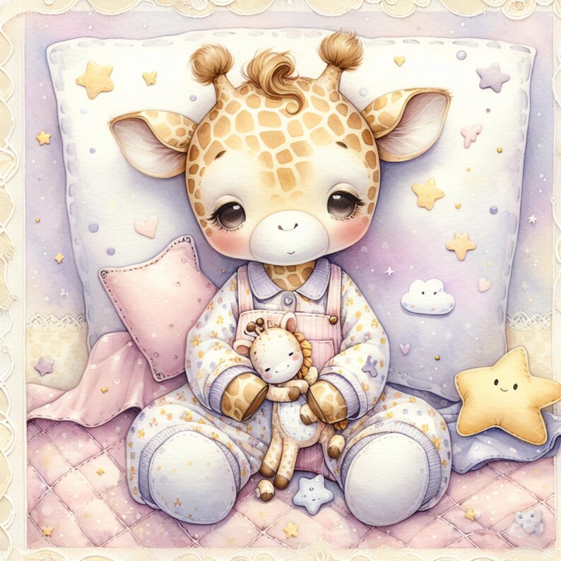 Baby Giraffe, Whimsical Giraffe, Cozy Pajamas, Bedtime Toy, Pastel ...