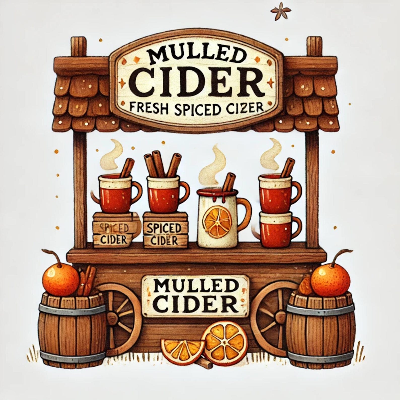 Cider Stand, Farm Drink Clipart, Apple Cider Art, Fresh Juice, Rustic ...