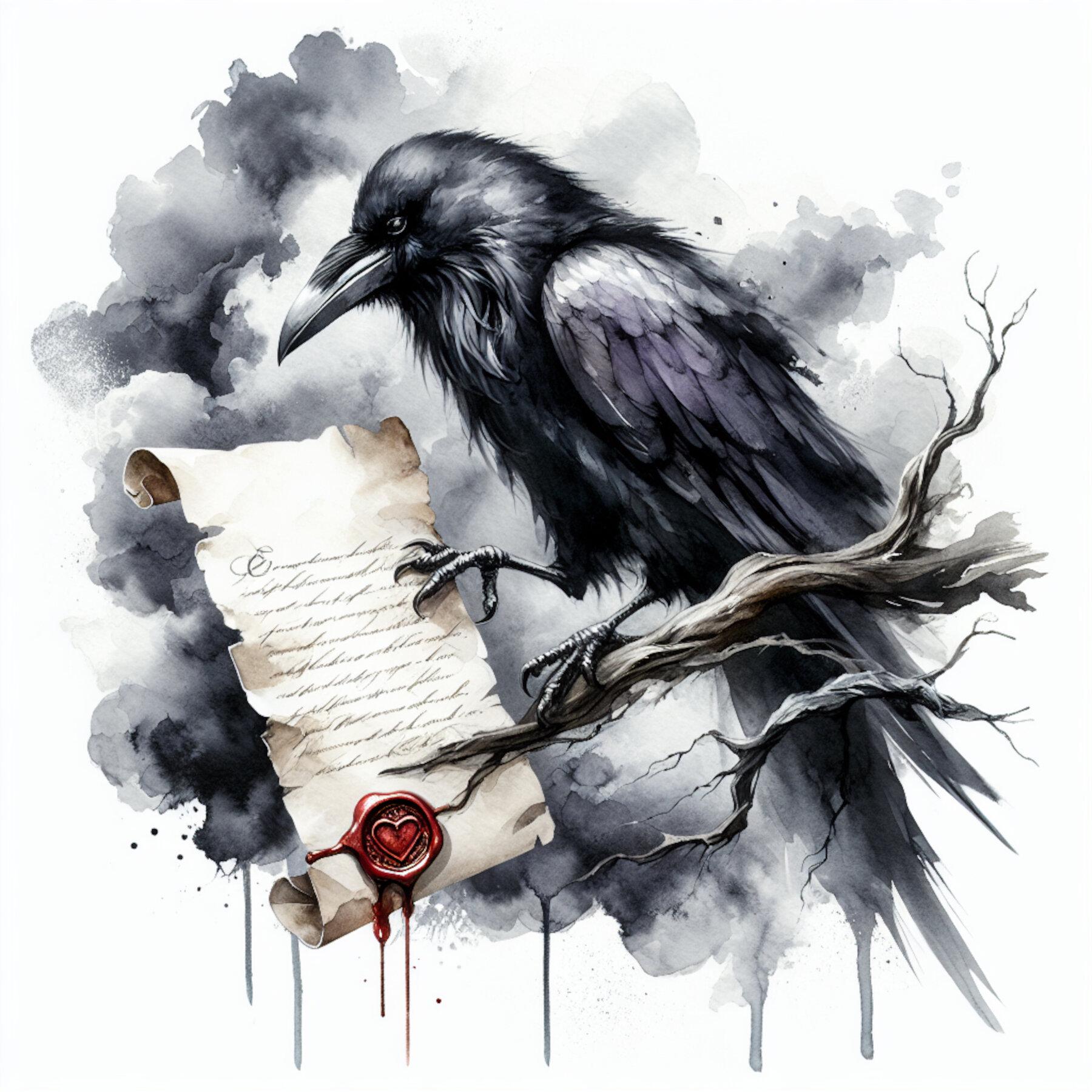 Gothic Raven, Gothic Raven Art, Dark Romance Bird, Watercolor Whimsy ...