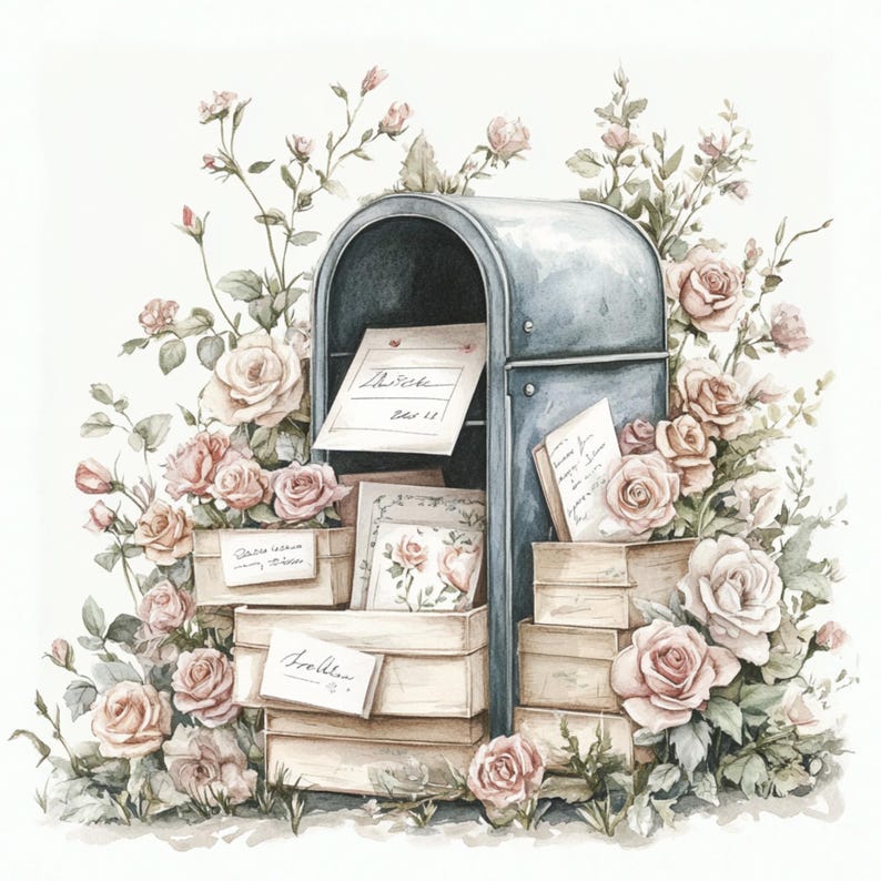 Floral Mailbox, Pink Roses, Letter Box Art, Pastel Mail Decor, Shabby ...