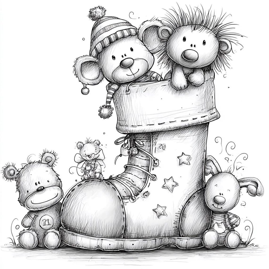 Christmas Boot, Holiday Toys, Festive Boot, Cute Animals, Xmas Stocking ...