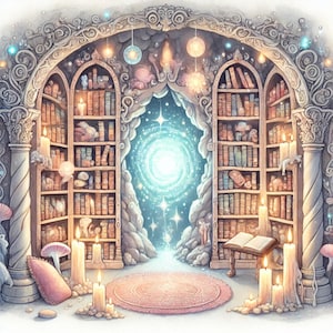 Magical Libraries, Fantasy Art Images, Library Clipart, Book Themes ...