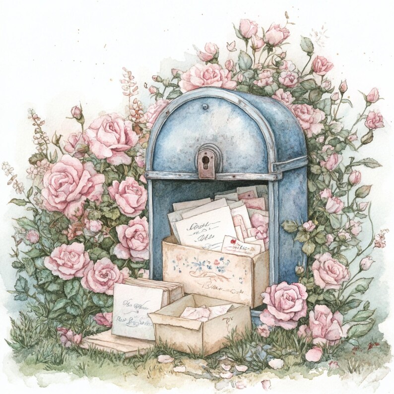 Floral Mailbox, Pink Roses, Letter Box Art, Pastel Mail Decor, Shabby ...