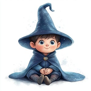 Baby Wizard, Magic Book, Wizard Hat, Cute Mage, Little Wizard, Spell ...