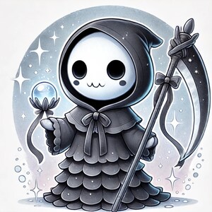 Crystal Reaper, Grim Reaper Art, Cute Reaper, Pastel Goth, Kawaii Skull ...
