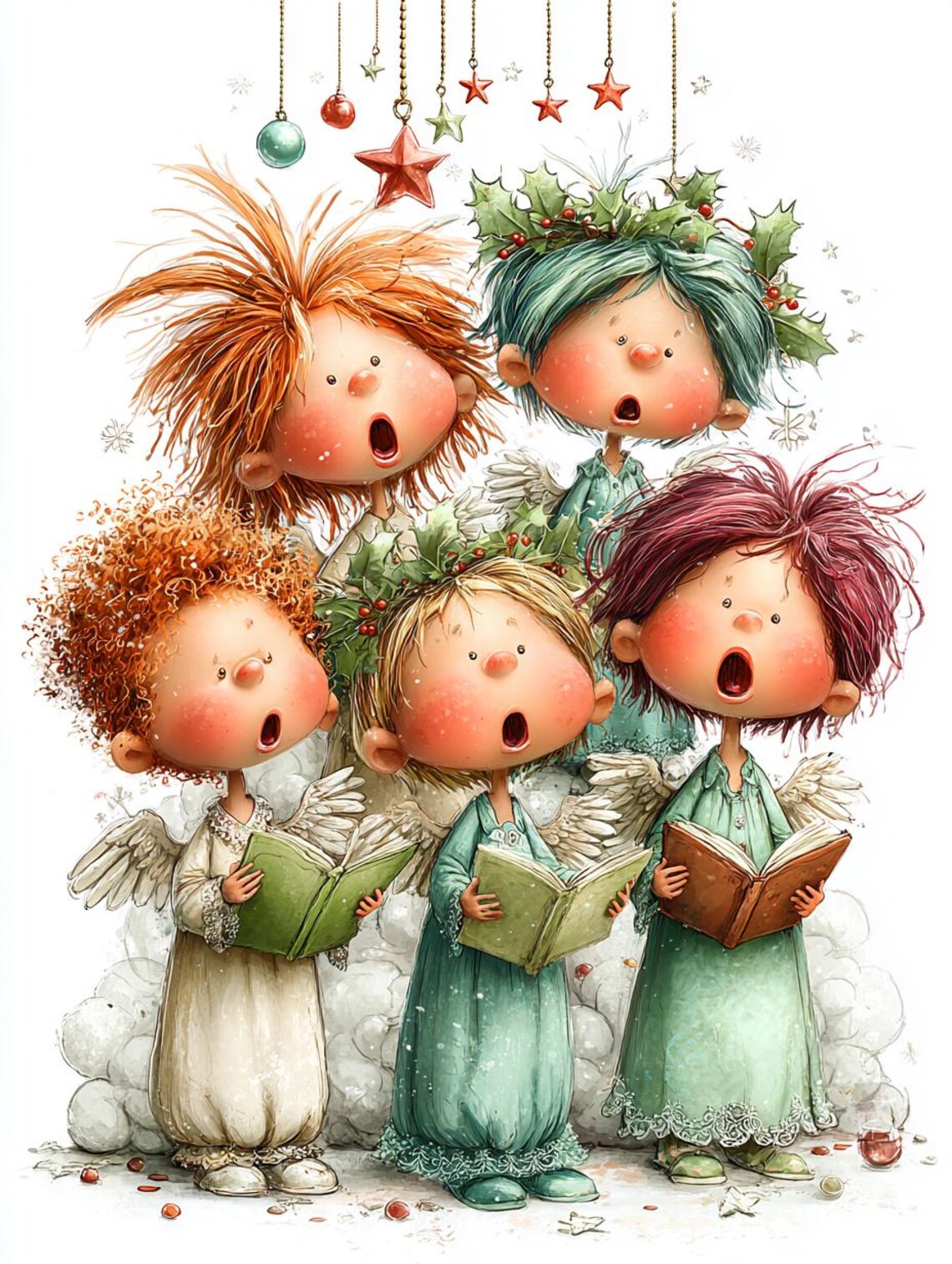 Christmas Choir, Singing Angels, Caroling Art, Festive Decor, Holiday ...