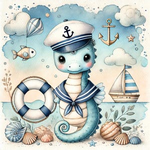 Little Sailors, Nautical Clipart, Cute Sea Creatures, Sailor Theme ...