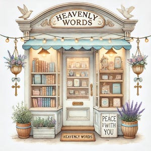 Bible Shop, Bible Shop Art, Christian Clipart, Watercolor Bible, Faith ...