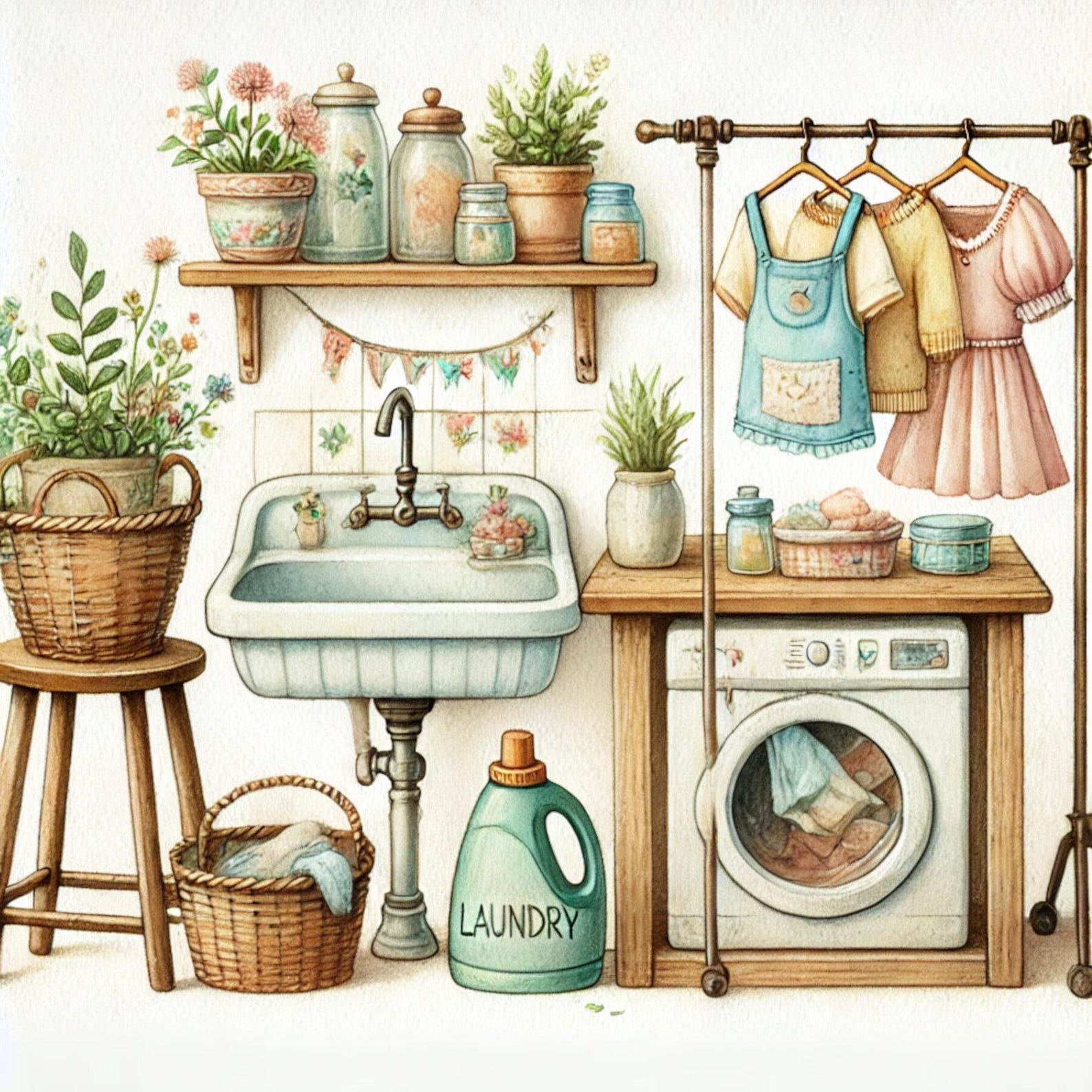 Laundry Room Scenes, Country Cottage, Cottage Core, Washing, Drying ...