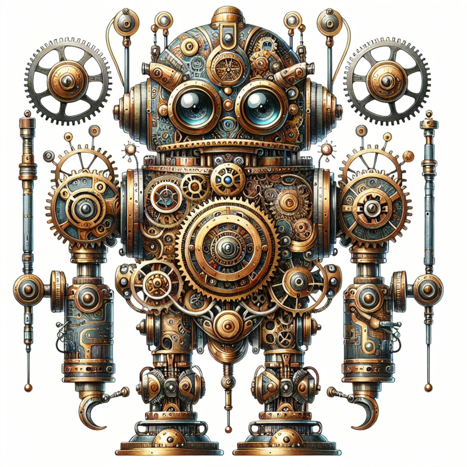 Steampunk Robot, Gear Art, Vintage Mech, Retro Automaton, Clockwork ...