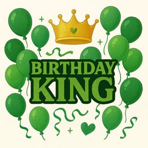 Birthday King, Birthday King Art, Crown Balloon, Regal Birthday ...