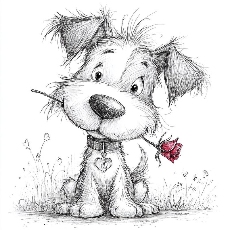 Valentine Pup Digital Art - Etsy