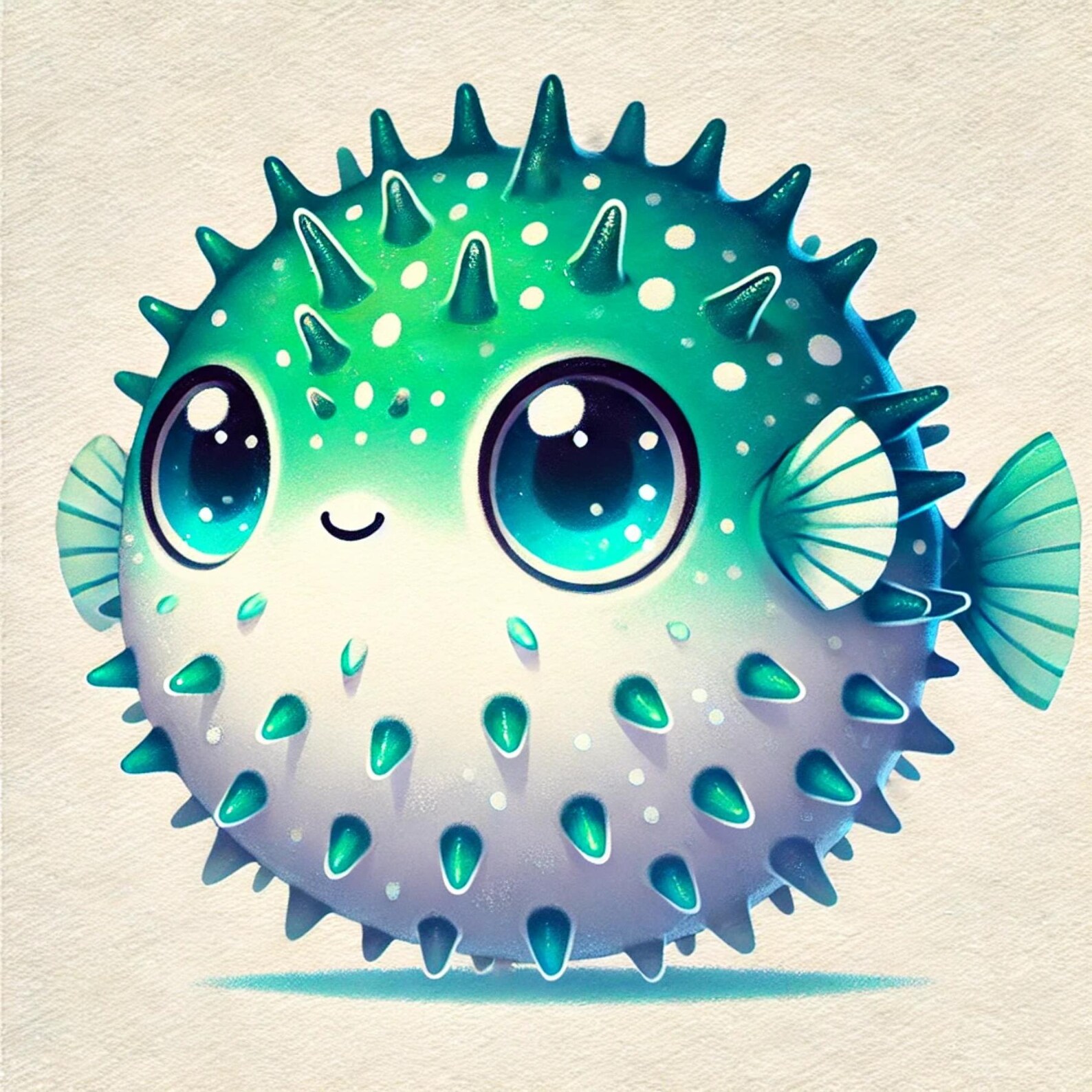 Cute Pufferfish, Cartoon Fish, Ocean Animal, Sea Creature, Kawaii Fish ...