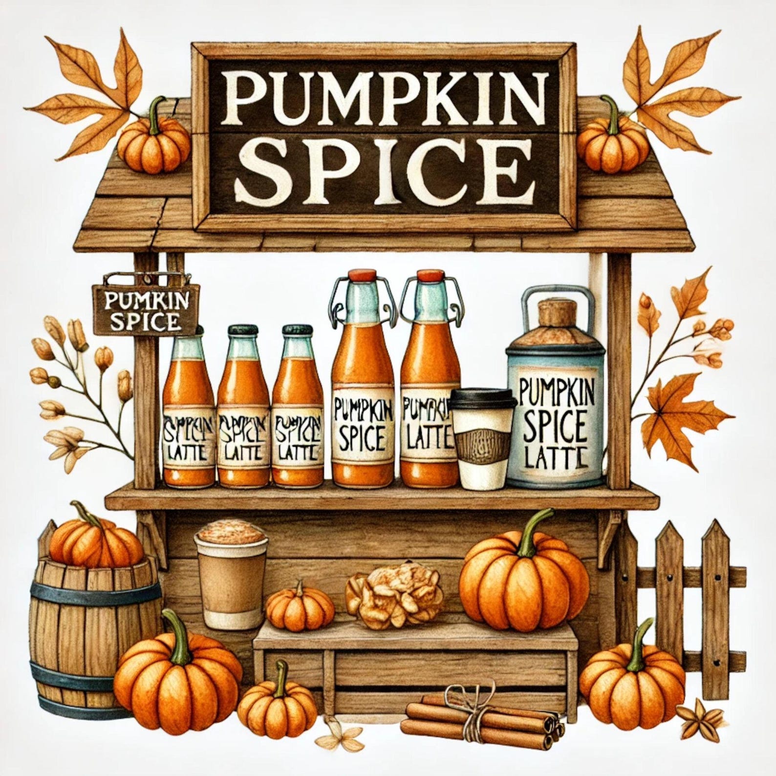 Cider Stand, Farm Drink Clipart, Apple Cider Art, Fresh Juice, Rustic ...