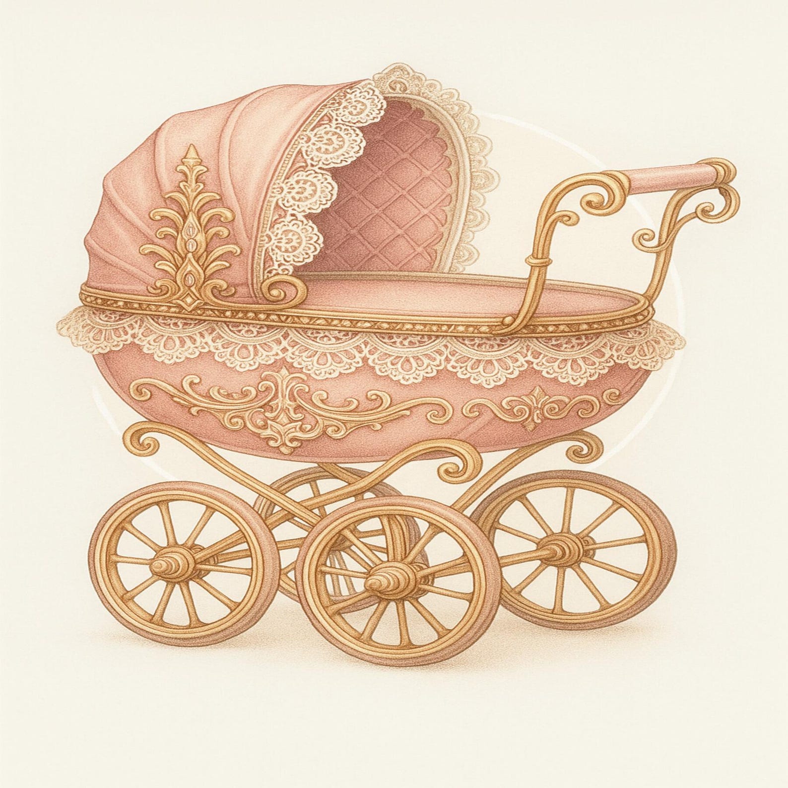 Baby Pram Pink Clipart, Watercolor Stroller, Vintage Baby Carriage ...
