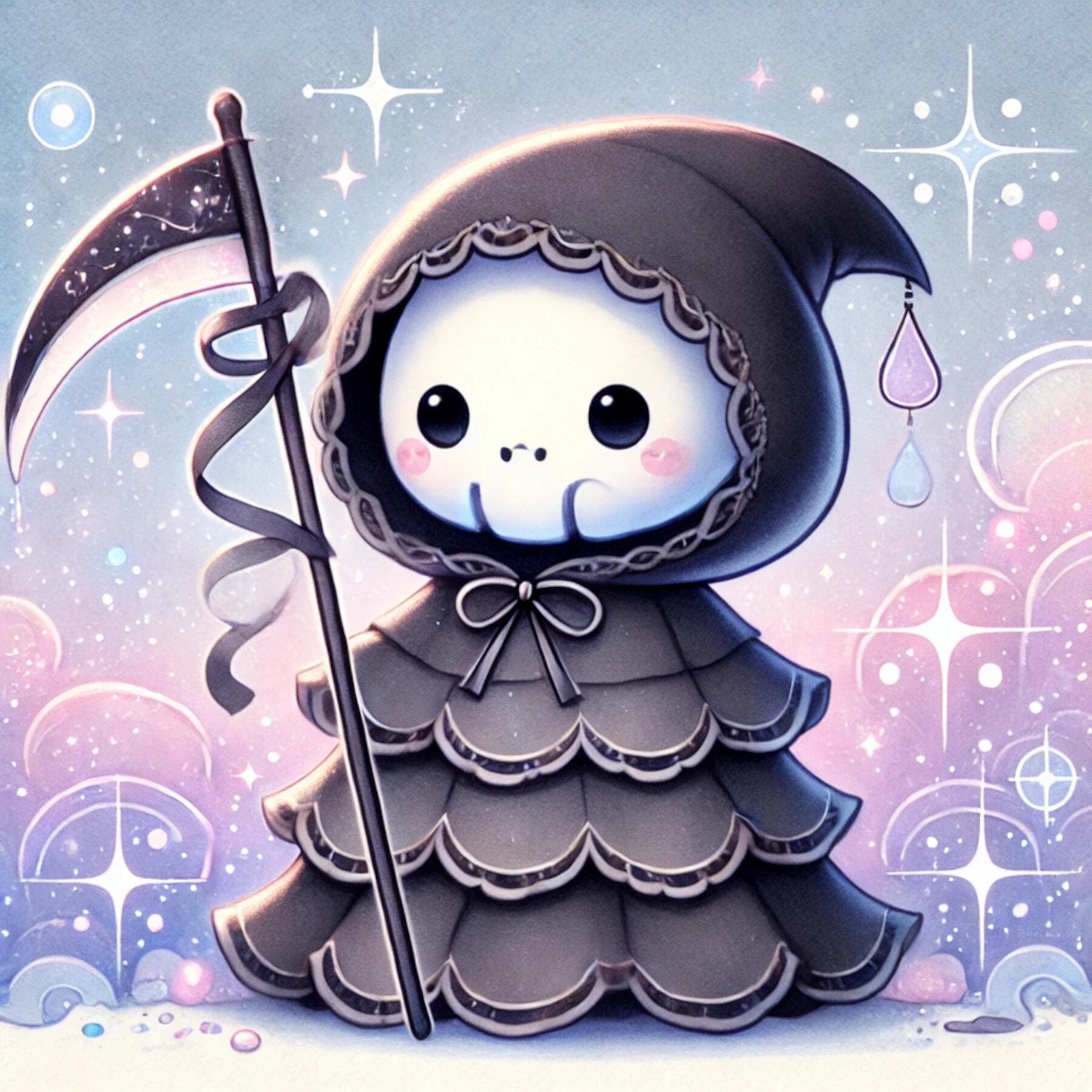 Pastel Reaper, Cute Grim Reaper, Pastel Horror, Kawaii Reaper, Spooky ...