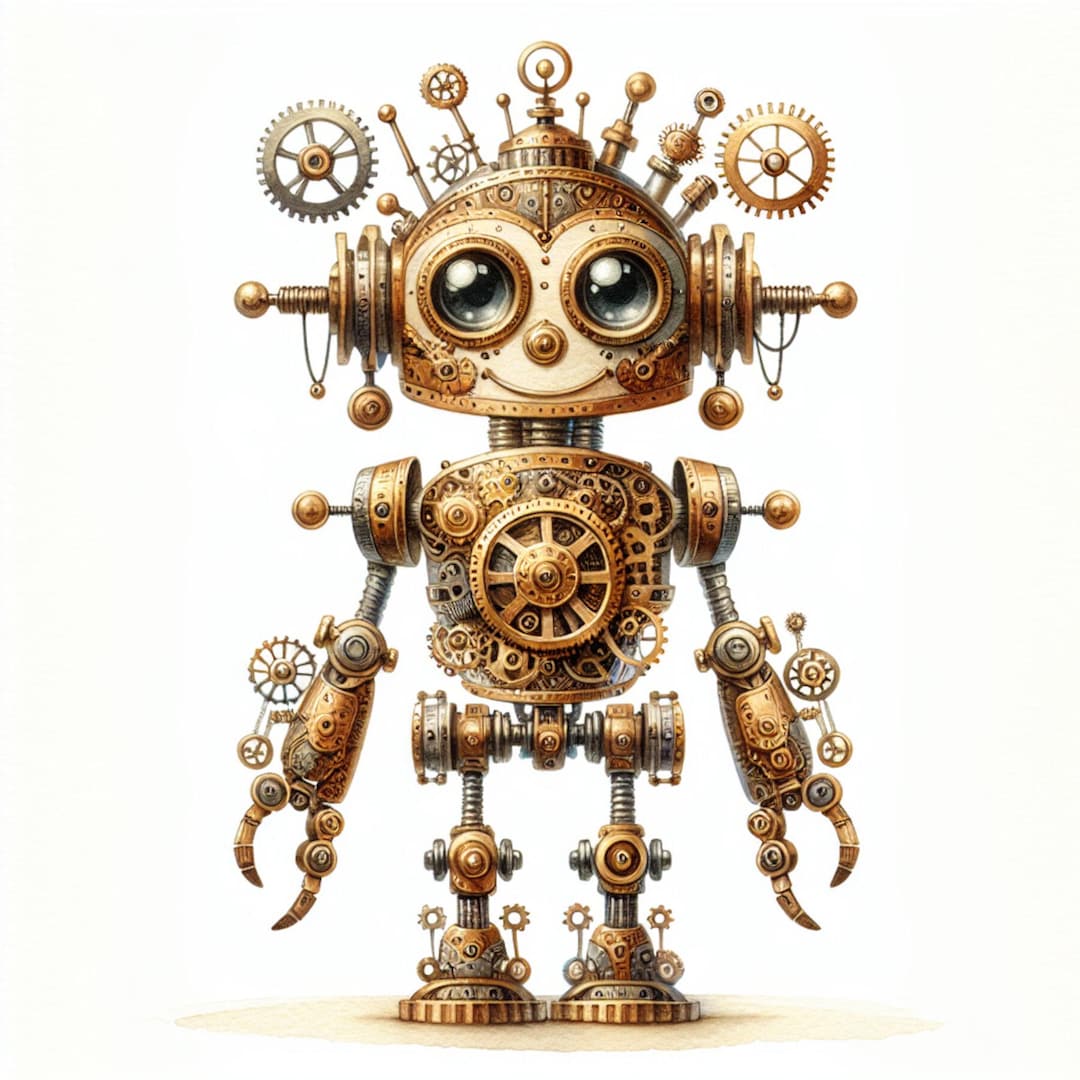 Steampunk Robot, Gear Art, Vintage Mech, Retro Automaton, Clockwork ...