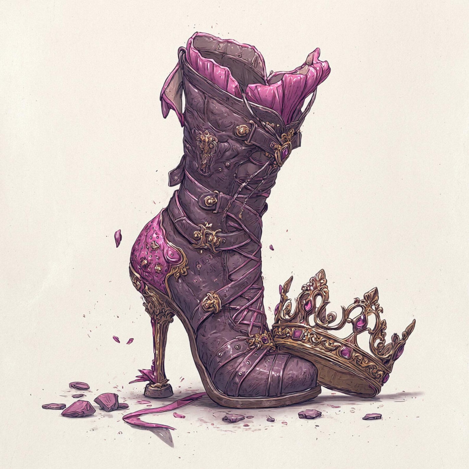 Crownstep, Crown Shoe, Fantasy Footwear, Pink High Heel, Queen Boot ...