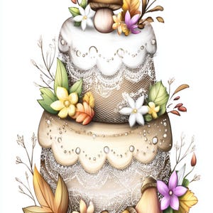 Fall Cake Art, Pumpkin Cake, Autumn Cake Clip, Rustic Cake Decor ...