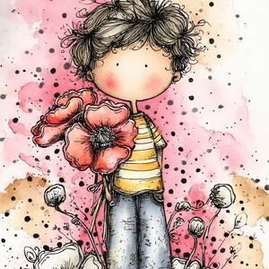 Watercolor Boy, Cute Boy Art, Poppy Flower Art, Spring Blooms, Floral ...