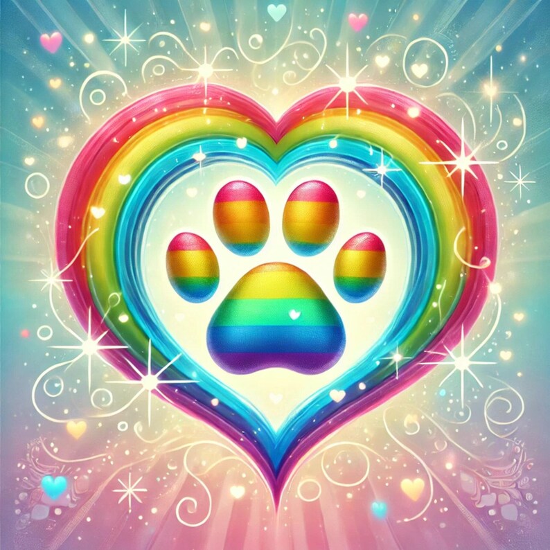 Paw Print Hearts, Rainbow Paw Prints, Pets, Rainbow Art, Paw Print ...