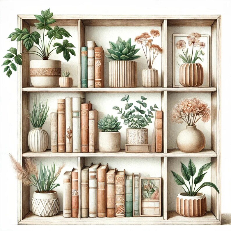 Whimsical Bookshelf, Artistic Shelf Design, Cozy Shelf Aesthetic ...