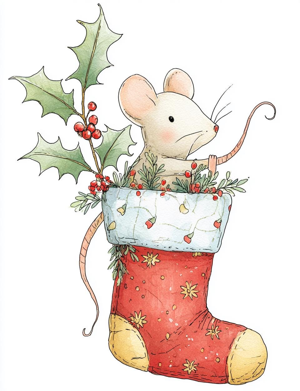 Christmas Mouse, Holiday Stocking, Festive Decor, Xmas Gifts, Cute ...