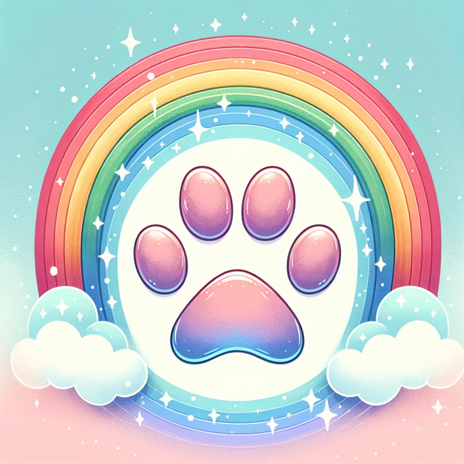Rainbow Paw Prints 2, Colorful Pet Art, Vibrant Paw Prints, Rainbow ...