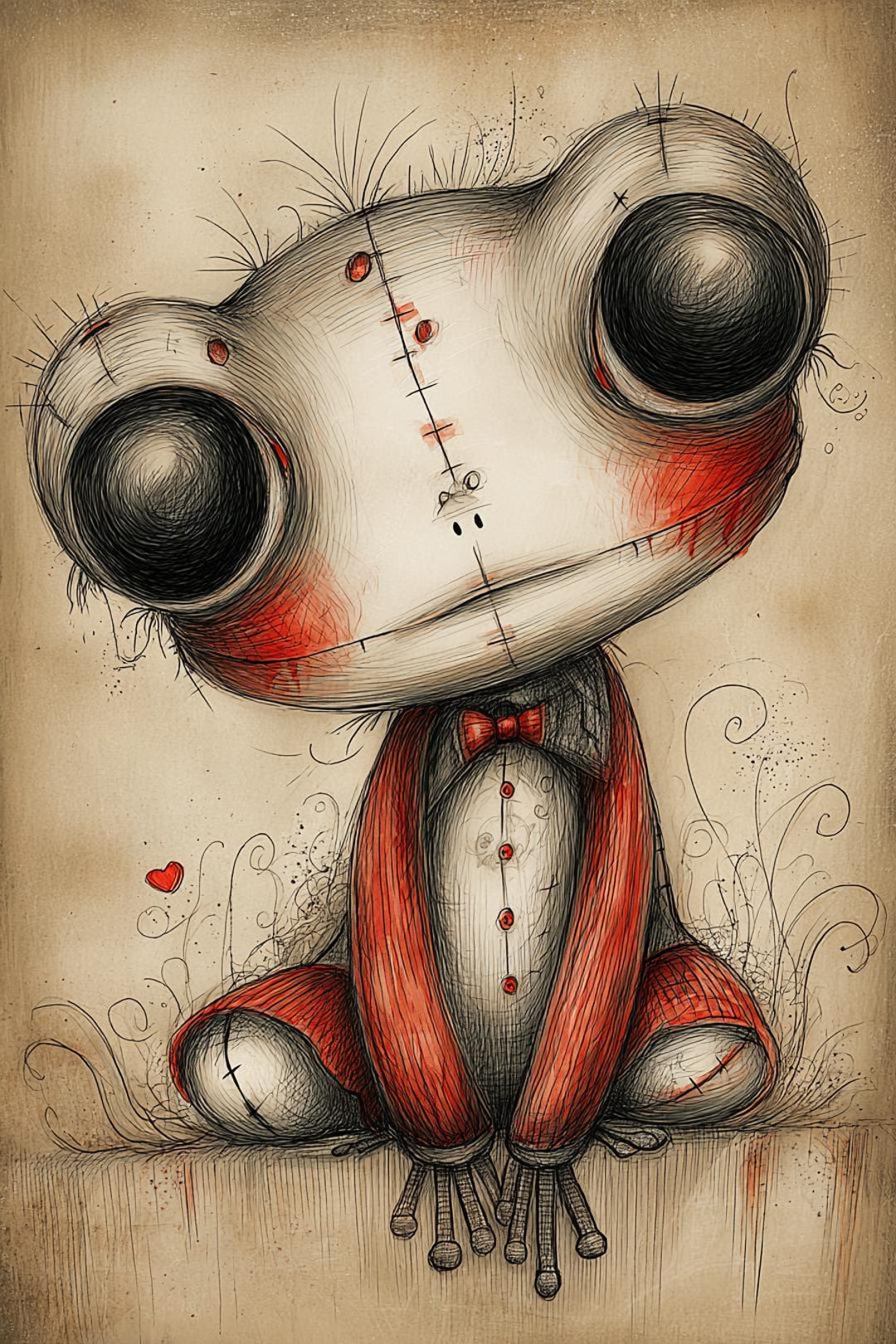 Gothic Frog Art, Creepy Cute Art, Dark Toad Print, Whimsical Goth, Goth ...