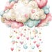 Love Clouds, Cute Heart Cloud Clipart, Pastel Pink and Blue Valentine ...