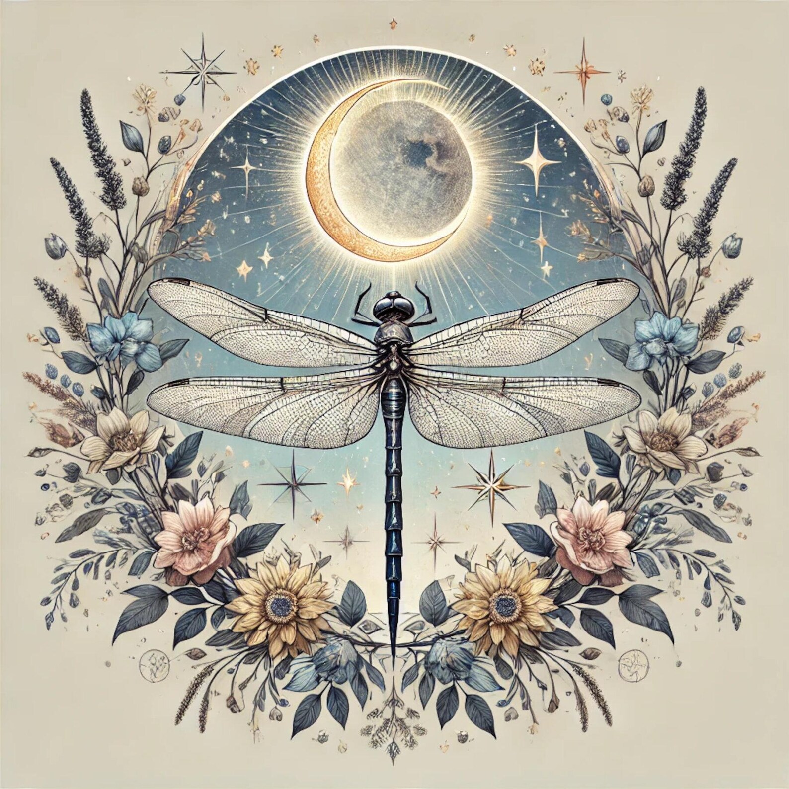 Celestial Dragonfly, Fantasy Clipart, Dragonfly, Celestial Image ...