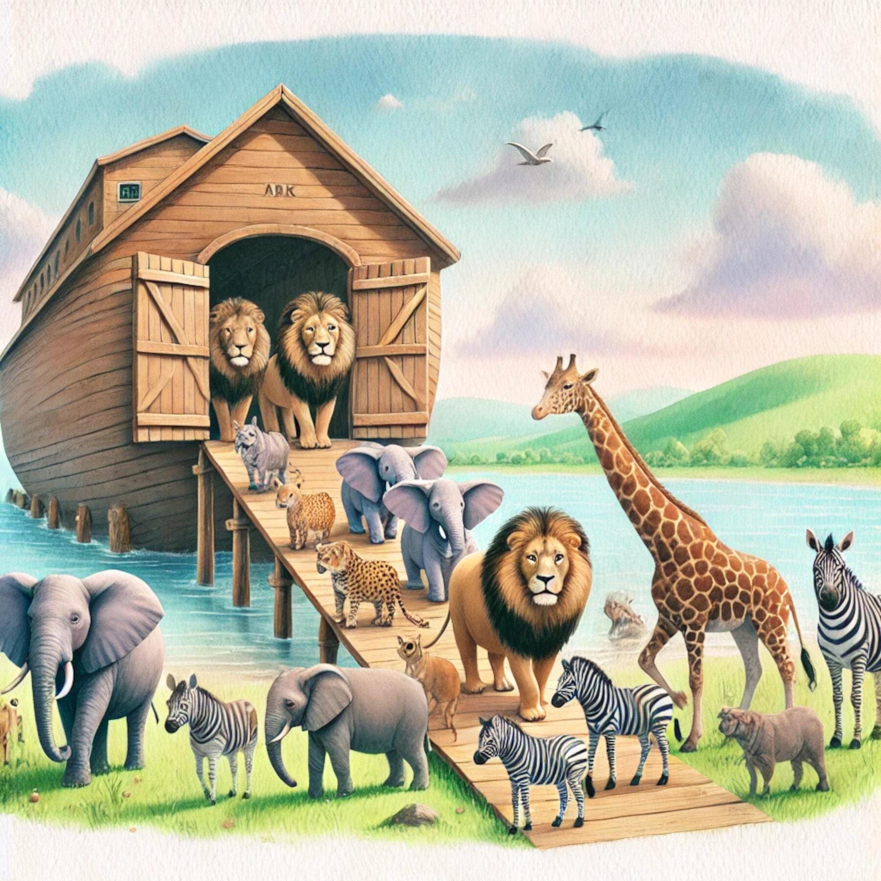 Noah's Ark Story, Biblical Flood, Animals Two by Two, Rainbow Promise ...