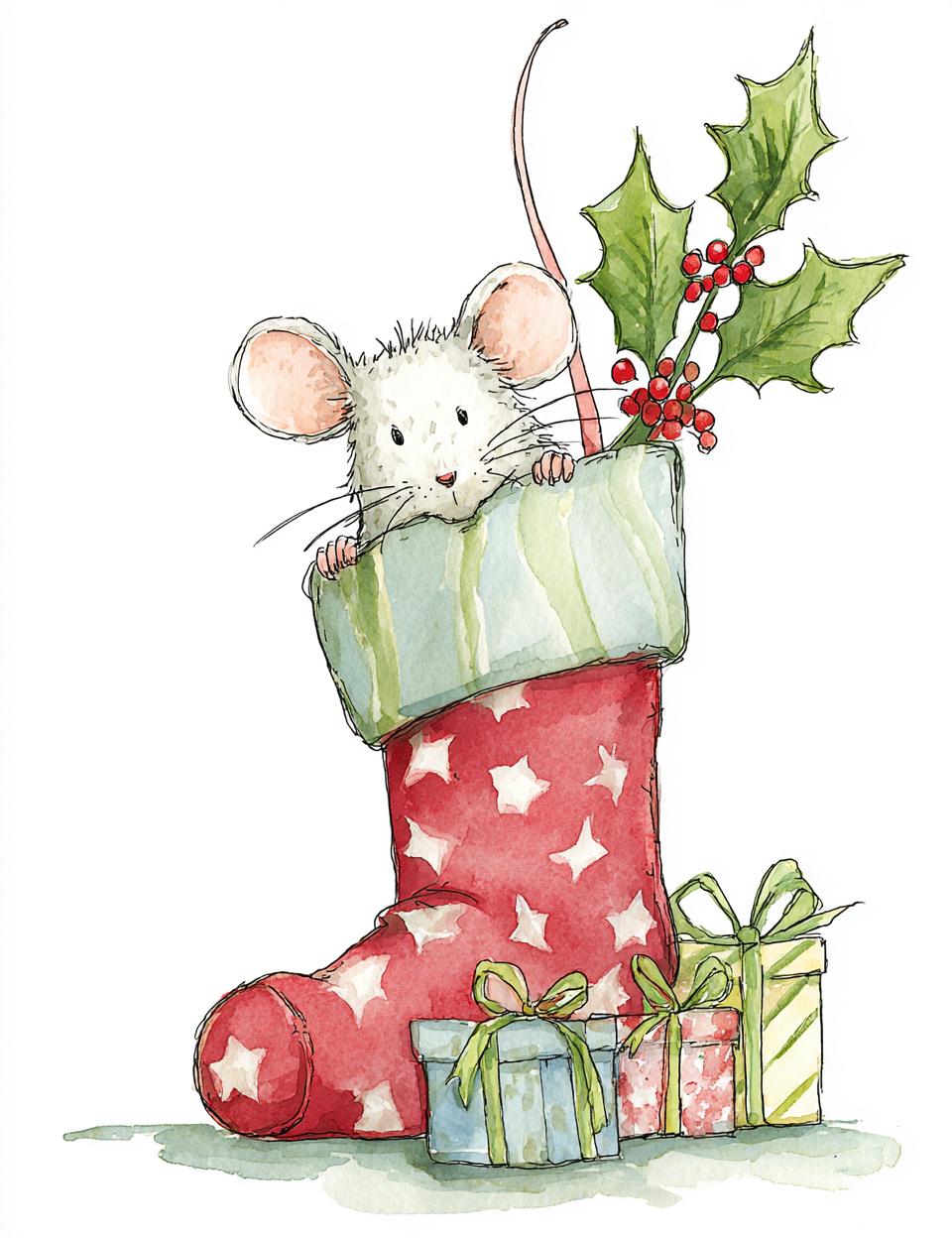 Christmas Mouse, Holiday Stocking, Festive Decor, Xmas Gifts, Cute ...