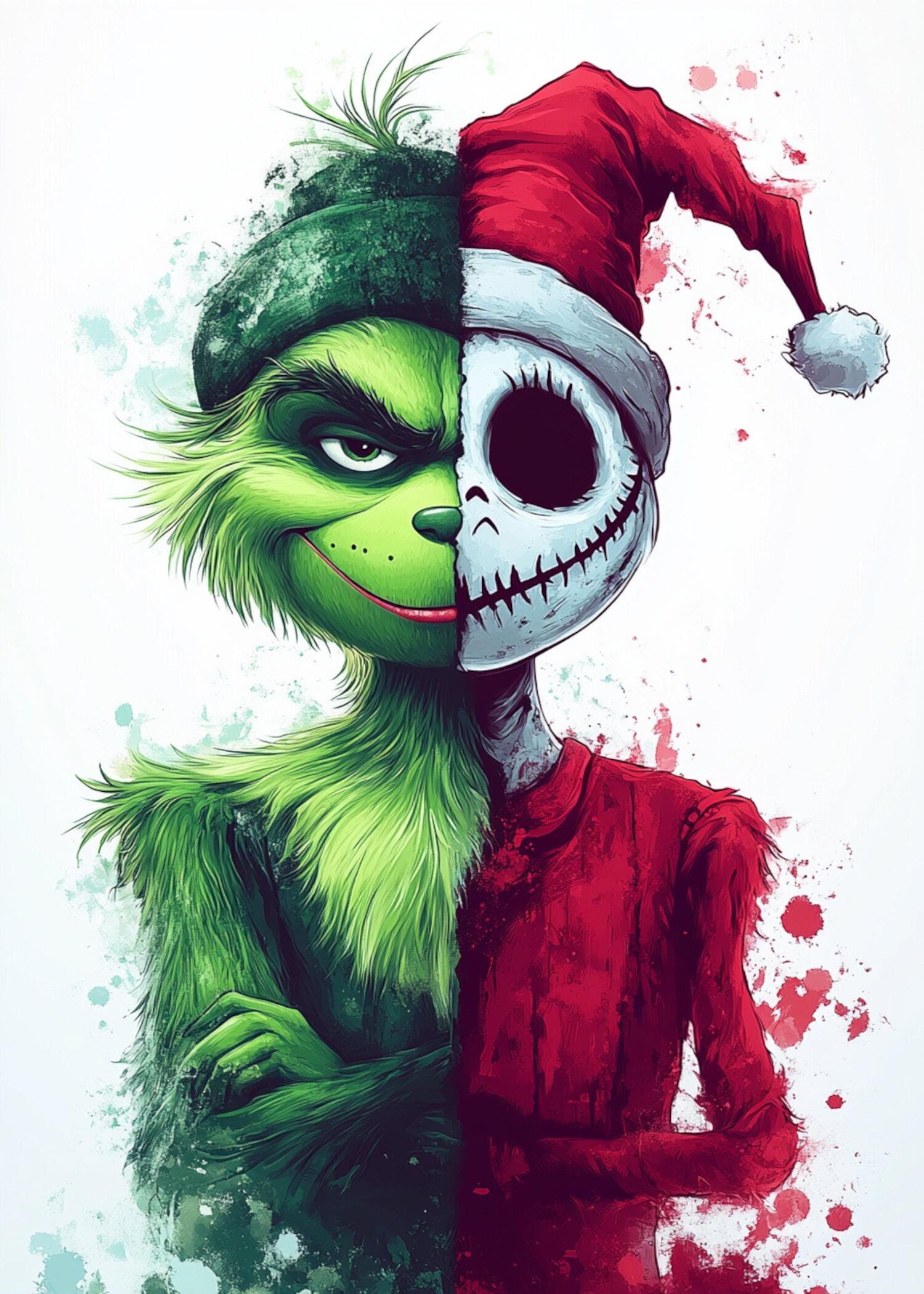 Grinch Vs Jack, Dark Christmas Art, Grinch Nightmare Mashup, Spooky ...