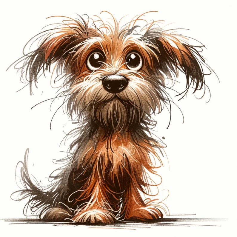 Scruffy Dog 3, Scruffy Dog Cartoon, Standing Shaggy Dog, Floppy-eared ...
