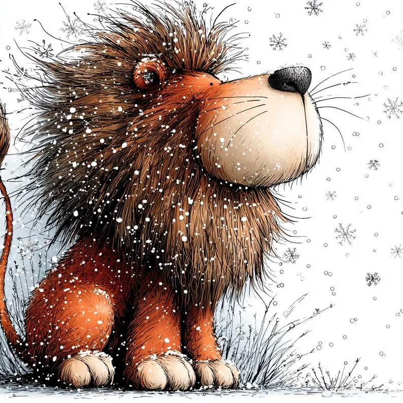 Snowflake Lion Clipart, Winter Lion Illustrations, Cozy Christmas ...