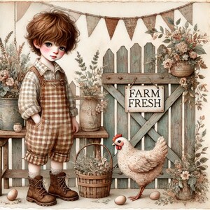 Just a Boy and His Chicken, Farmhouse Boy Art, Rustic Farm Print ...