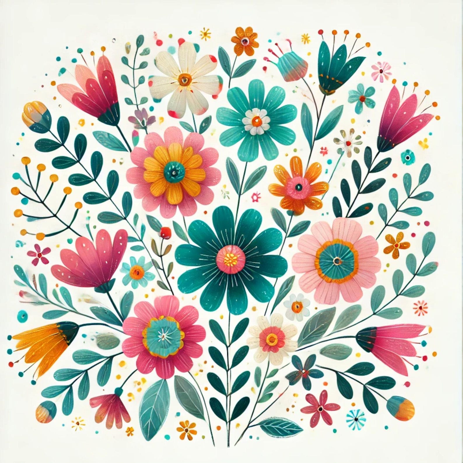 Quirky Flowers Clipart, Whimsical Flowers, Abstract Flowers, Flowers ...