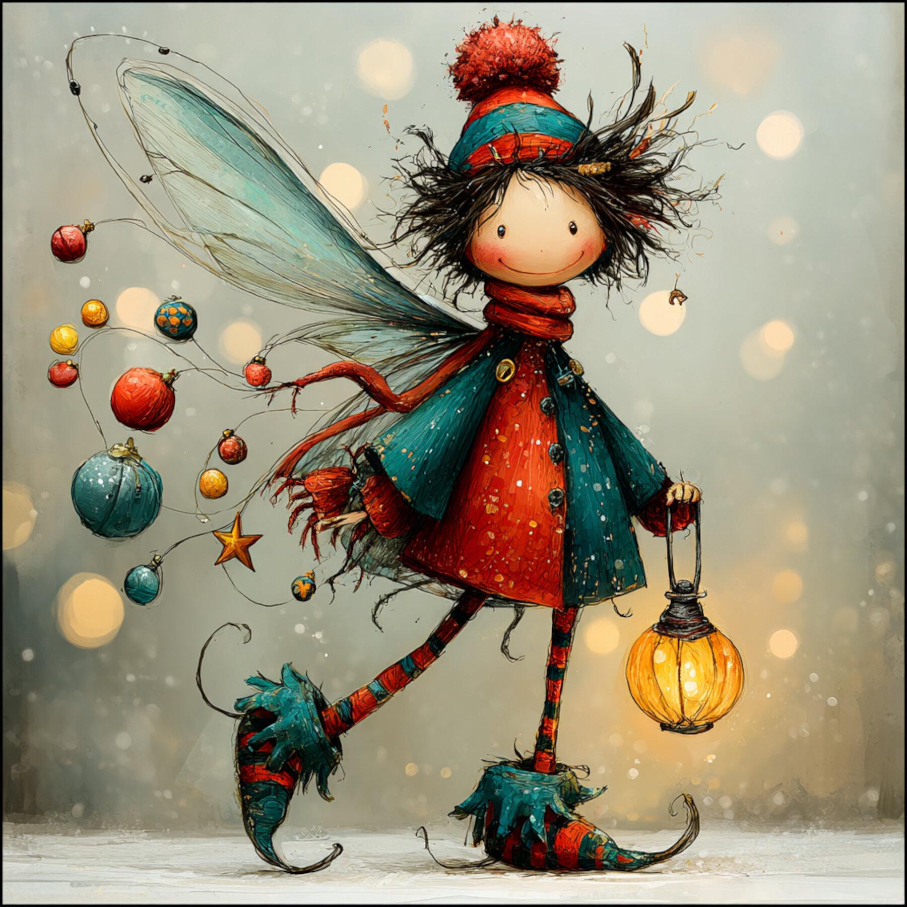 Fairy Lantern, Elf Art, Winter Sprite, Xmas Clipart, Holiday Elf, Cute ...