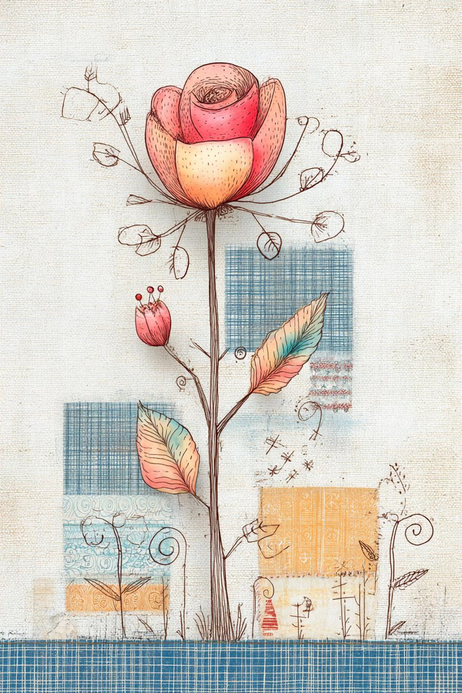 Patchwork Art, Floral Quilt, Botanical Art, Quilt Flower, Cottage Bloom ...
