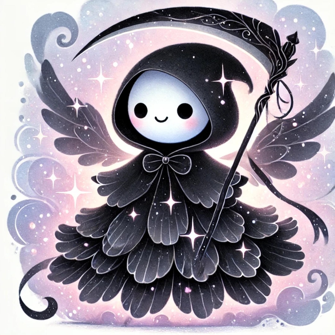Crystal Reaper, Grim Reaper Art, Cute Reaper, Pastel Goth, Kawaii Skull ...