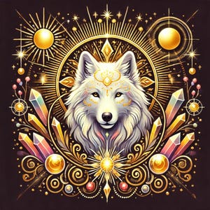 Crystal Mythical Wolf, Crystal, Celestial, Whimsical Clipart, Ethereal ...