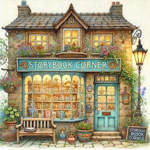 Village Book Shop, Cosy Bookshop, Vintage Decor, Colourful Books ...