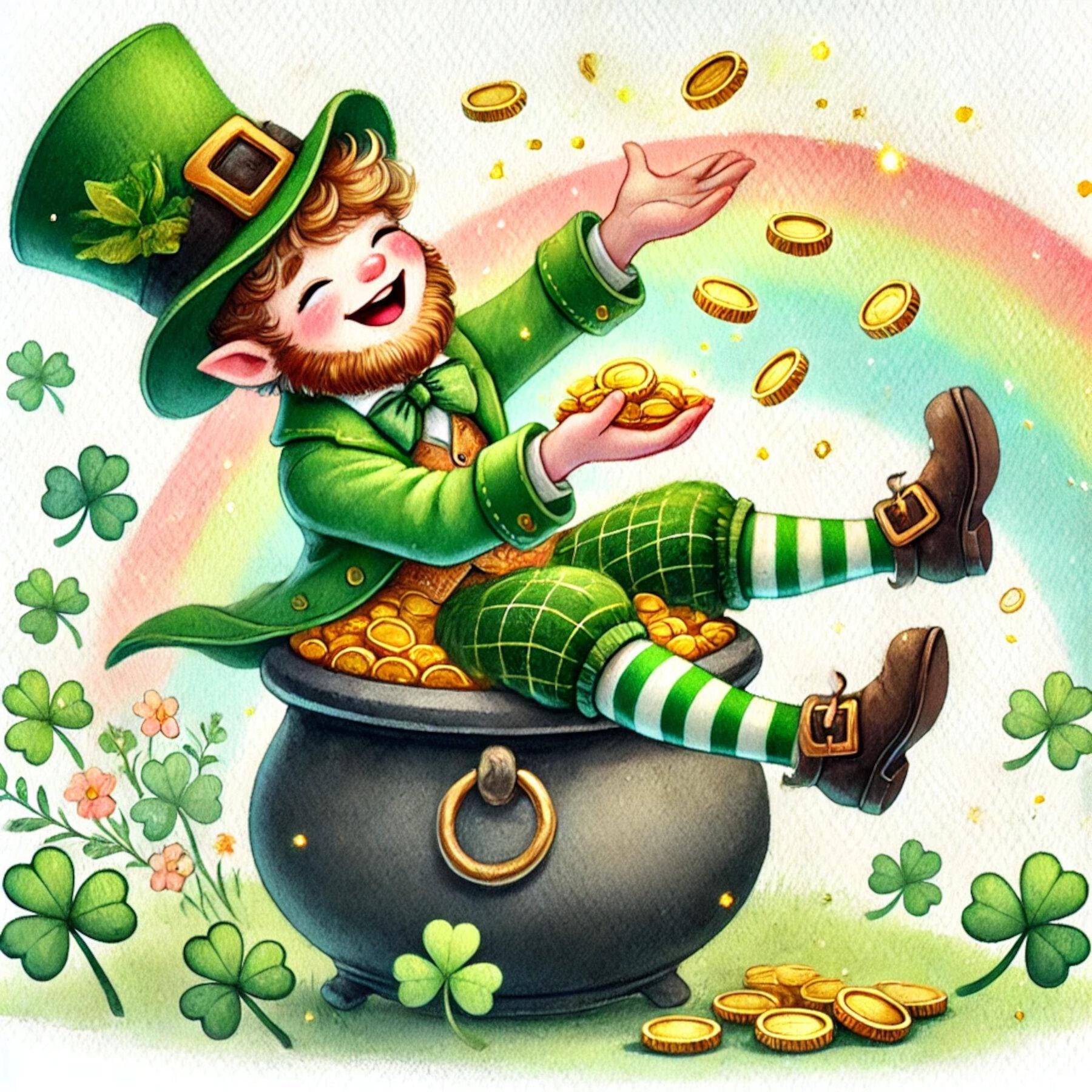 The Leprechaun, Luck of the Irish, Shamrock, Rainbows, Whimsical ...