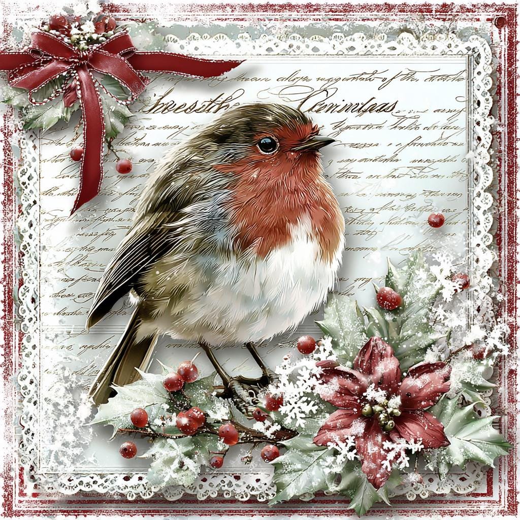 Winter Robin, Berry Song, Christmas Bird, Holly Berries, Festive Bird ...