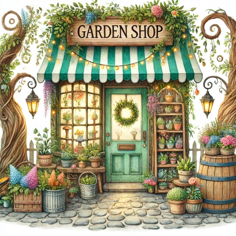 Garden Shop, Plant Store Art, Flower Shop Clip, Nursery Clipart, Plant ...