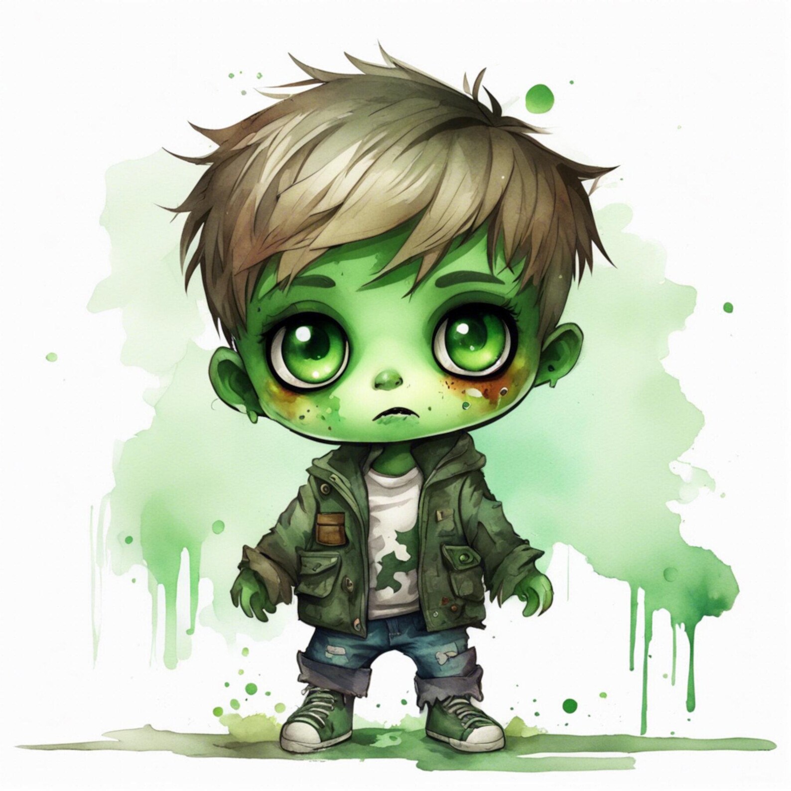 8 Cute Zombie Boy Clipart, Whimsical Character, Zombie Clipart, Zombie ...